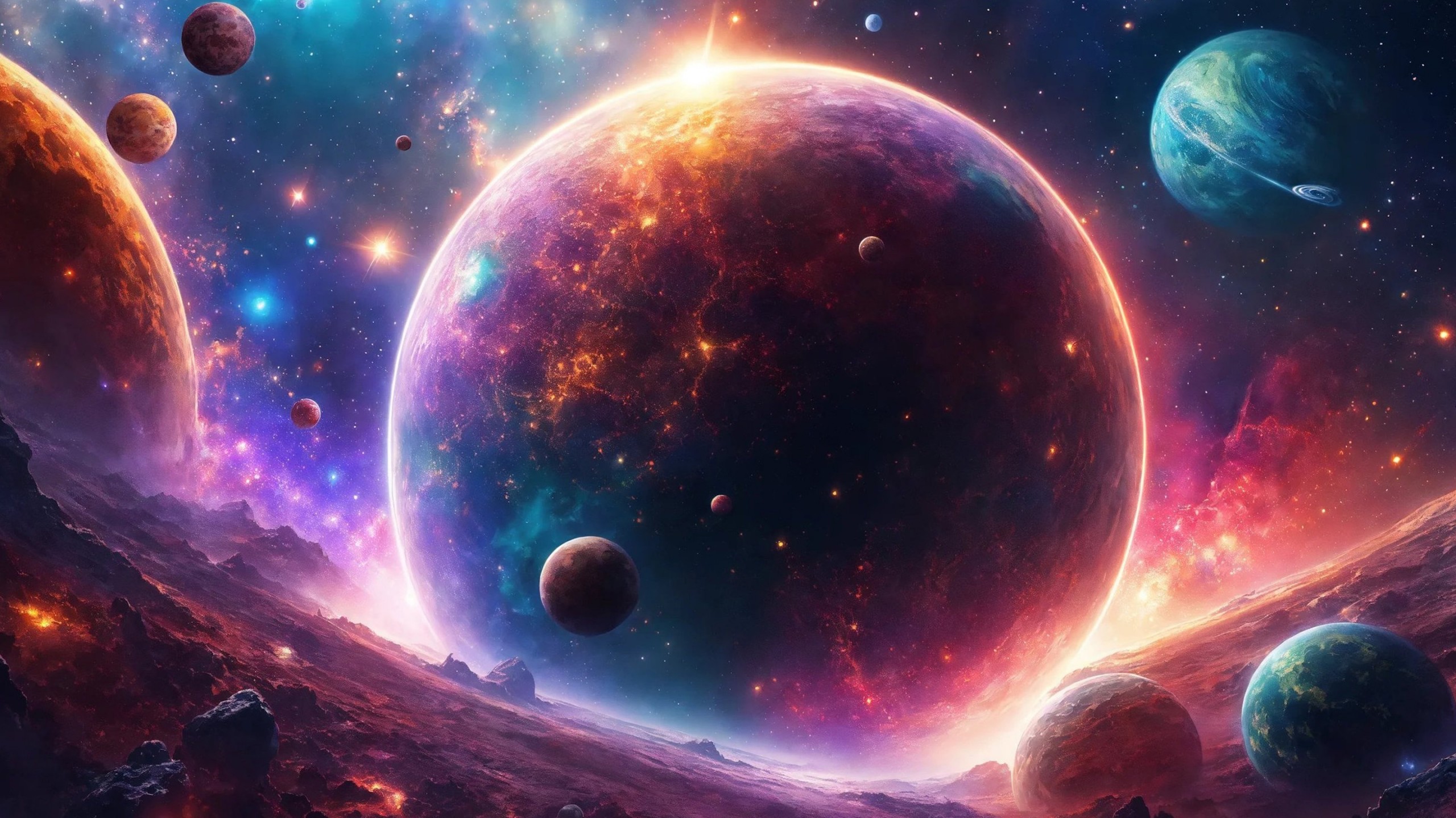 Science Fiction Cosmos Planets Wallpaper - 2560x1440 Resolution