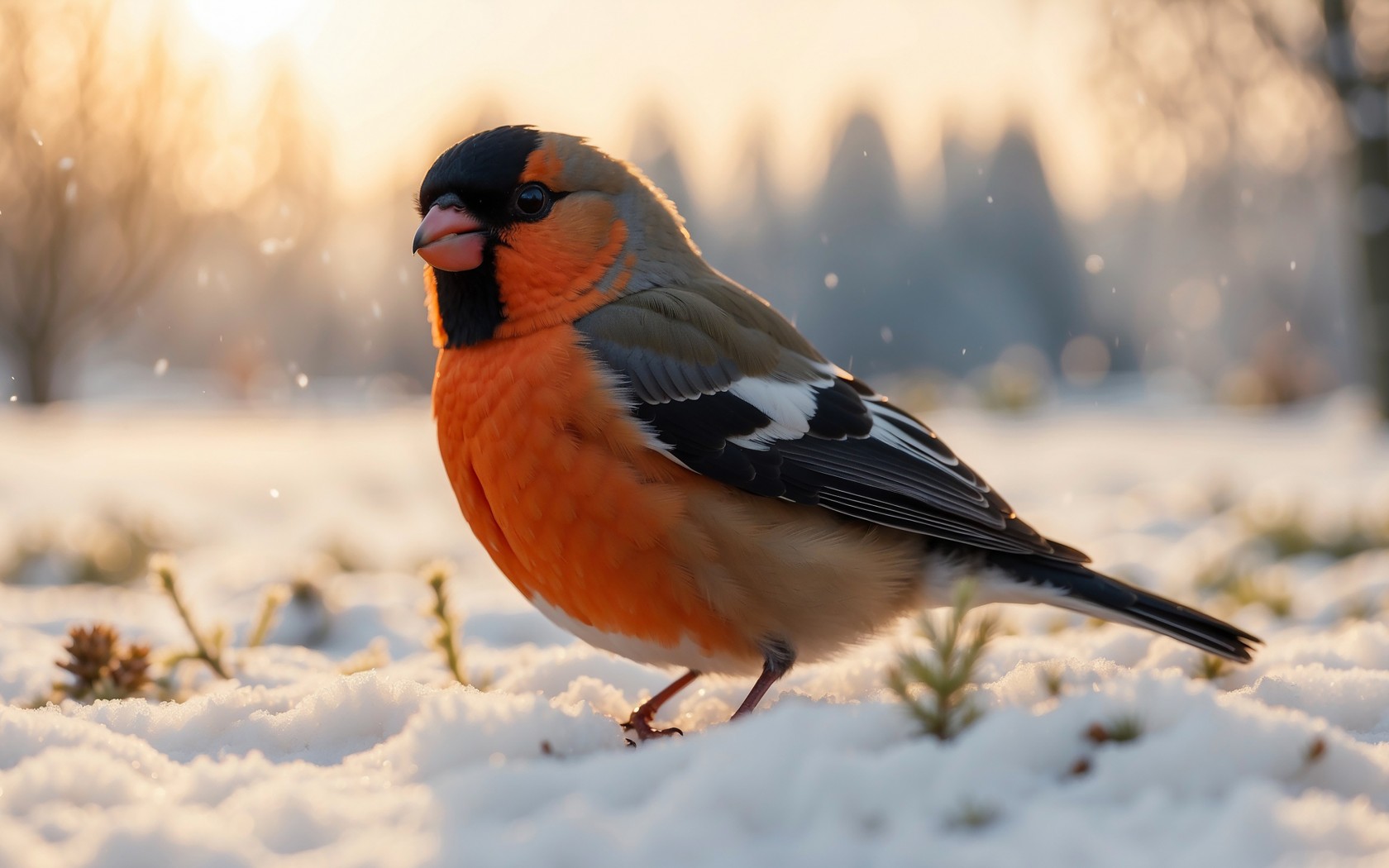 Bird Wildlife Winter Snow Wallpaper - 1680x1050