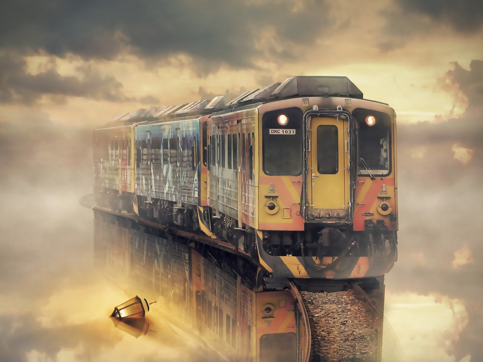 Fantasy Train Water Reflection Wallpaper - 1600x1200 Resolution