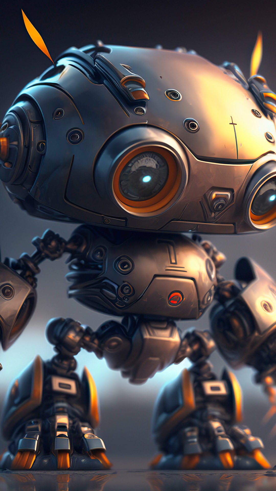 3D Cute Mini Robot Toy Wallpaper - 1080x1920 Resolution