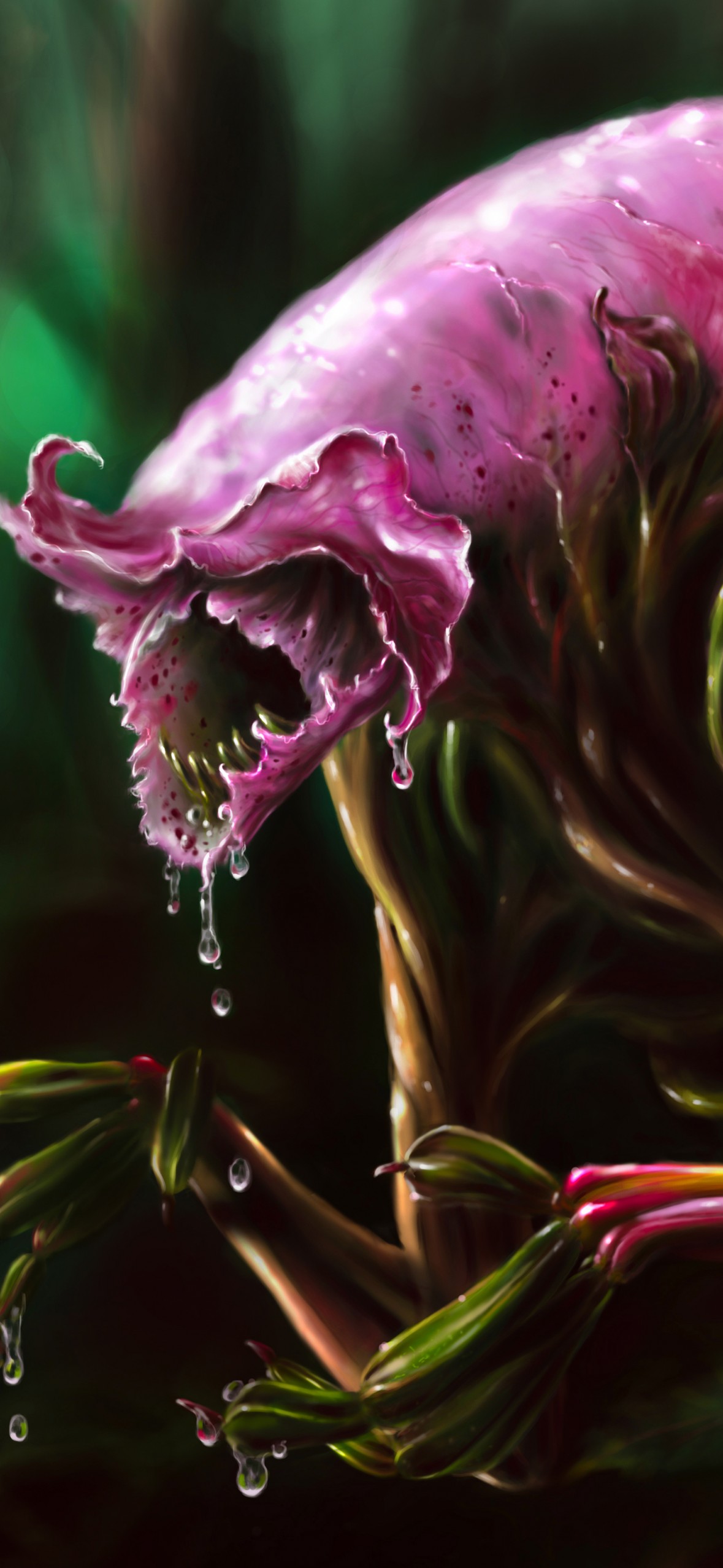 Glandulifera Alien Flower Art Wallpaper - 1179x2556 Resolution