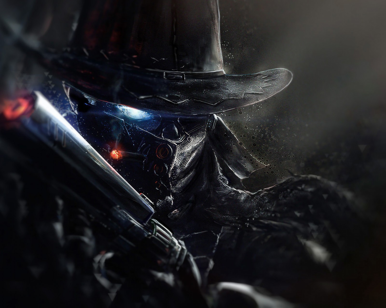 Fantasy Cyborg Cowboy Hat Art Wallpaper - 1600x1280