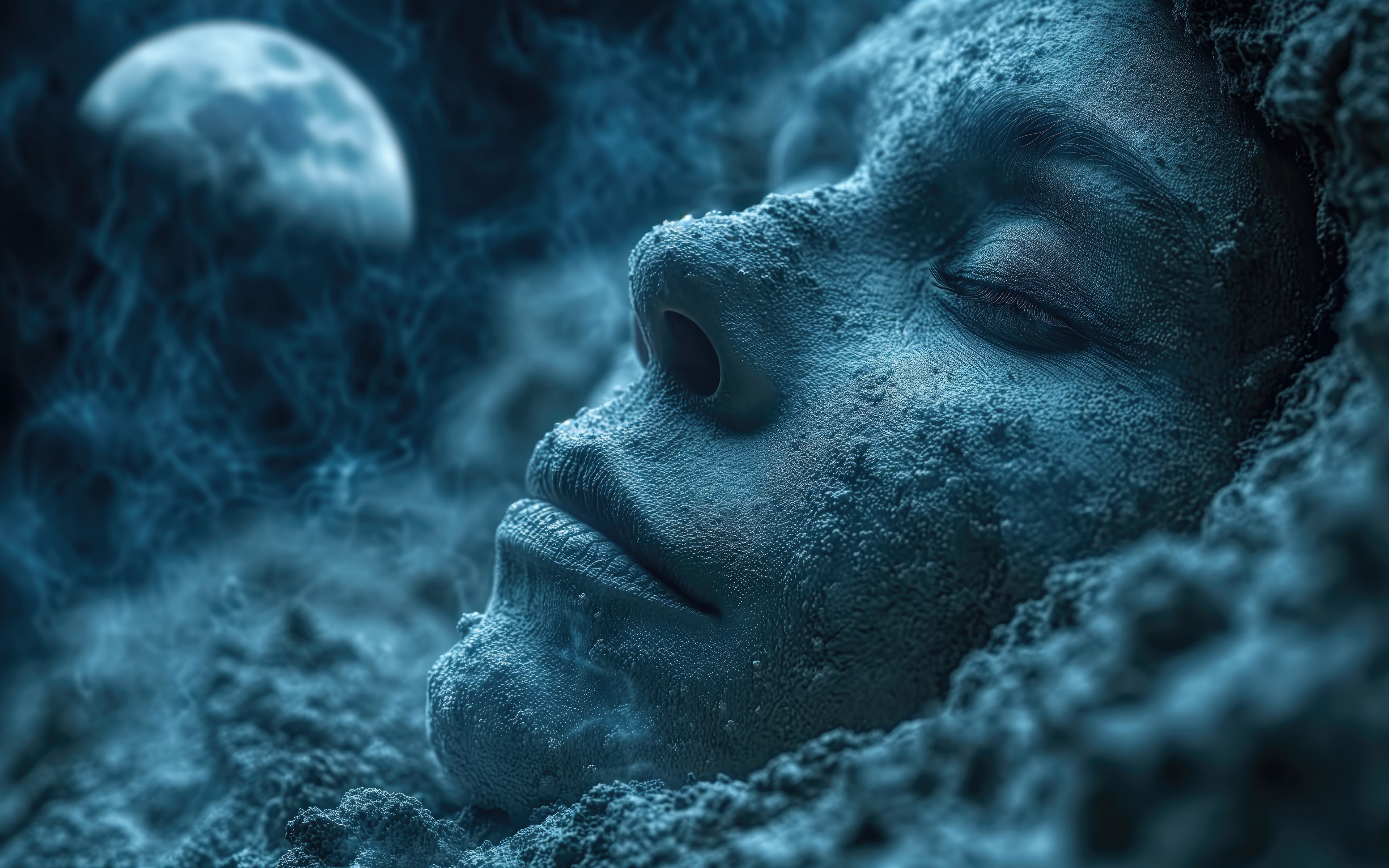 Ai Fantasy Face Moon Dust Wallpaper - 3840x2400