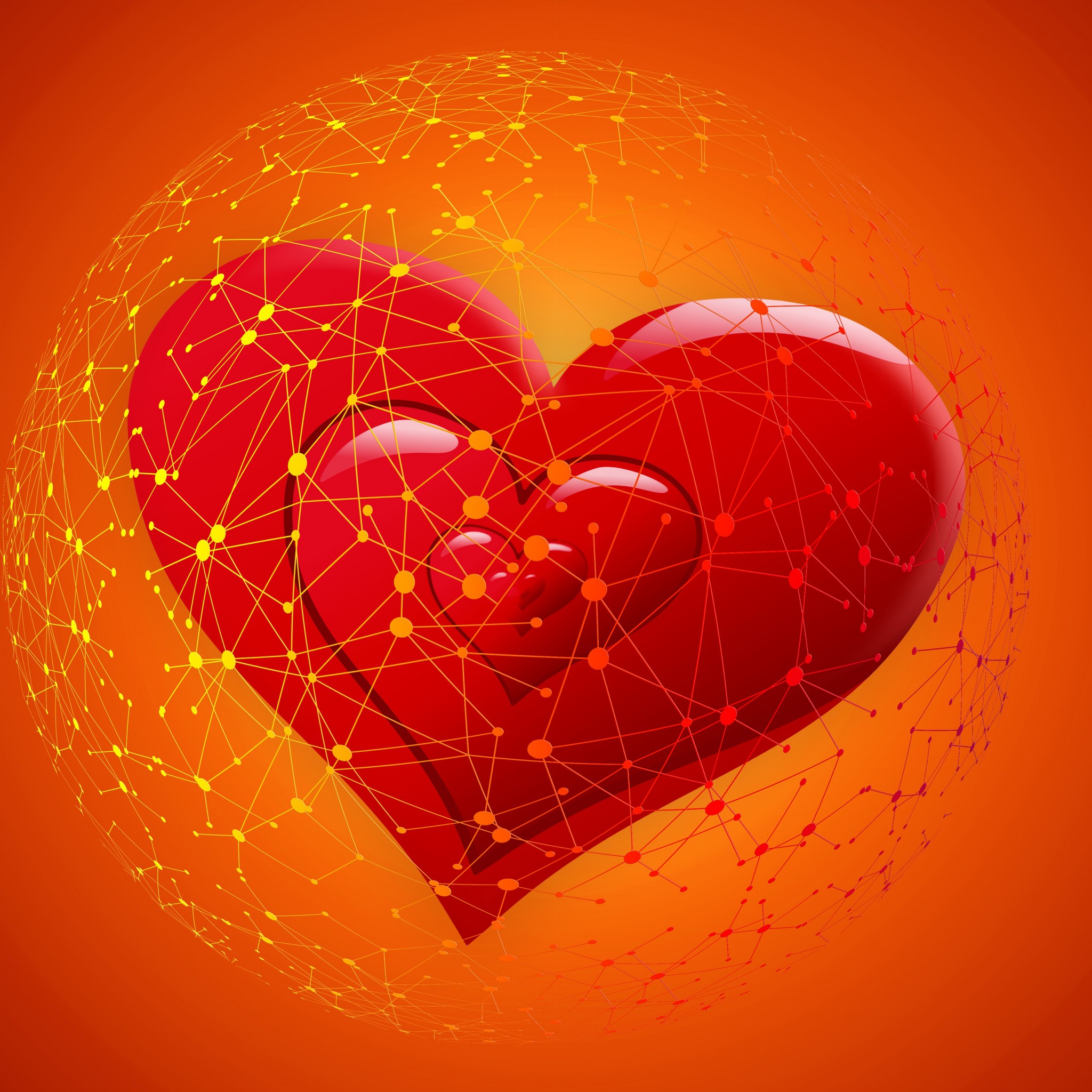 Red Heart Swirl Wallpaper - 2048x2048 Resolution