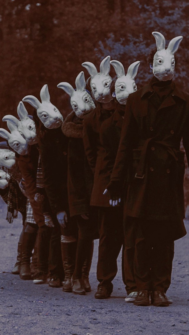 Creepy Bunny Mask Forest Wallpaper - 640x1136 Resolution