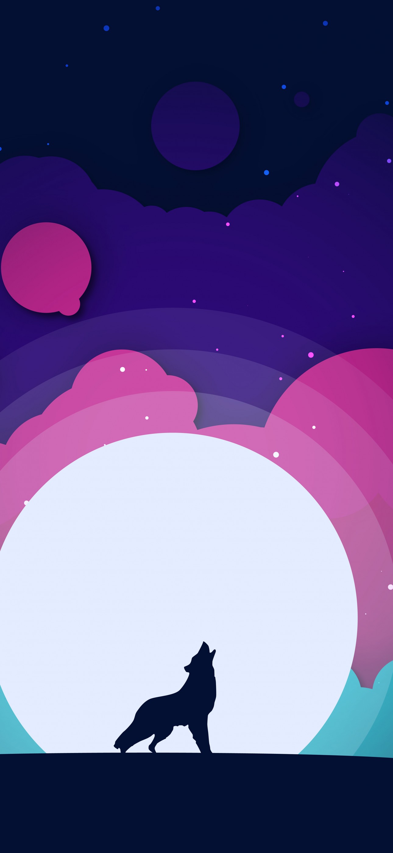 Vector Art Wolf Night Moon Wallpaper - 1290x2796 Resolution