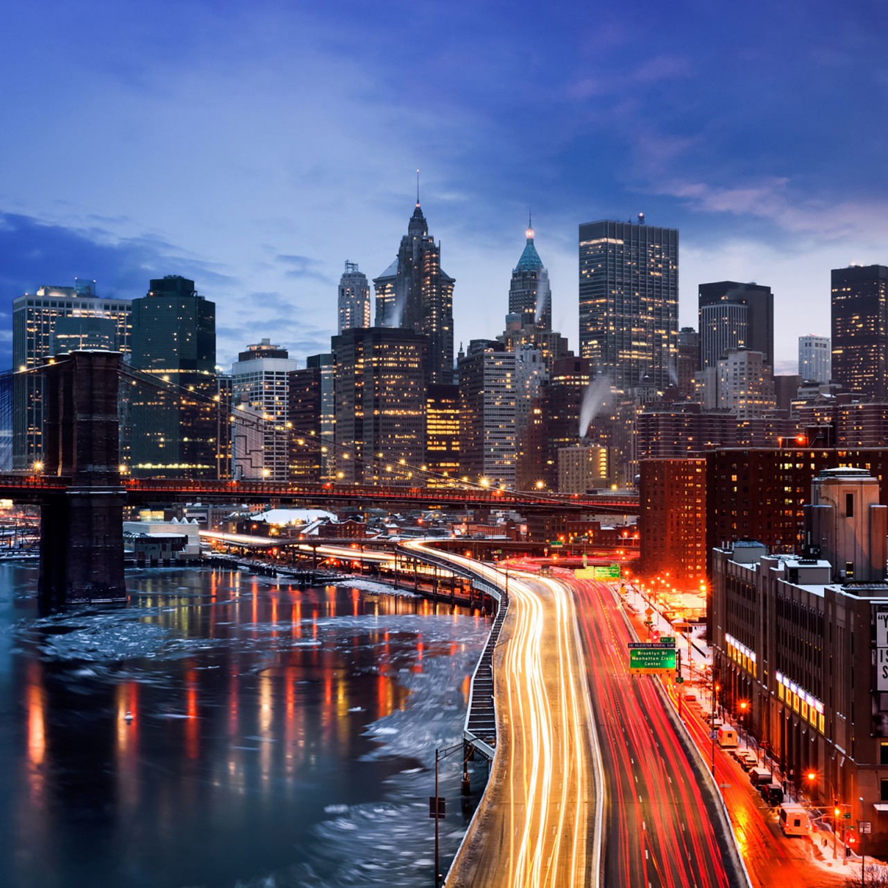 New York Manhattan Lights Wallpaper - 1280x1280 Resolution