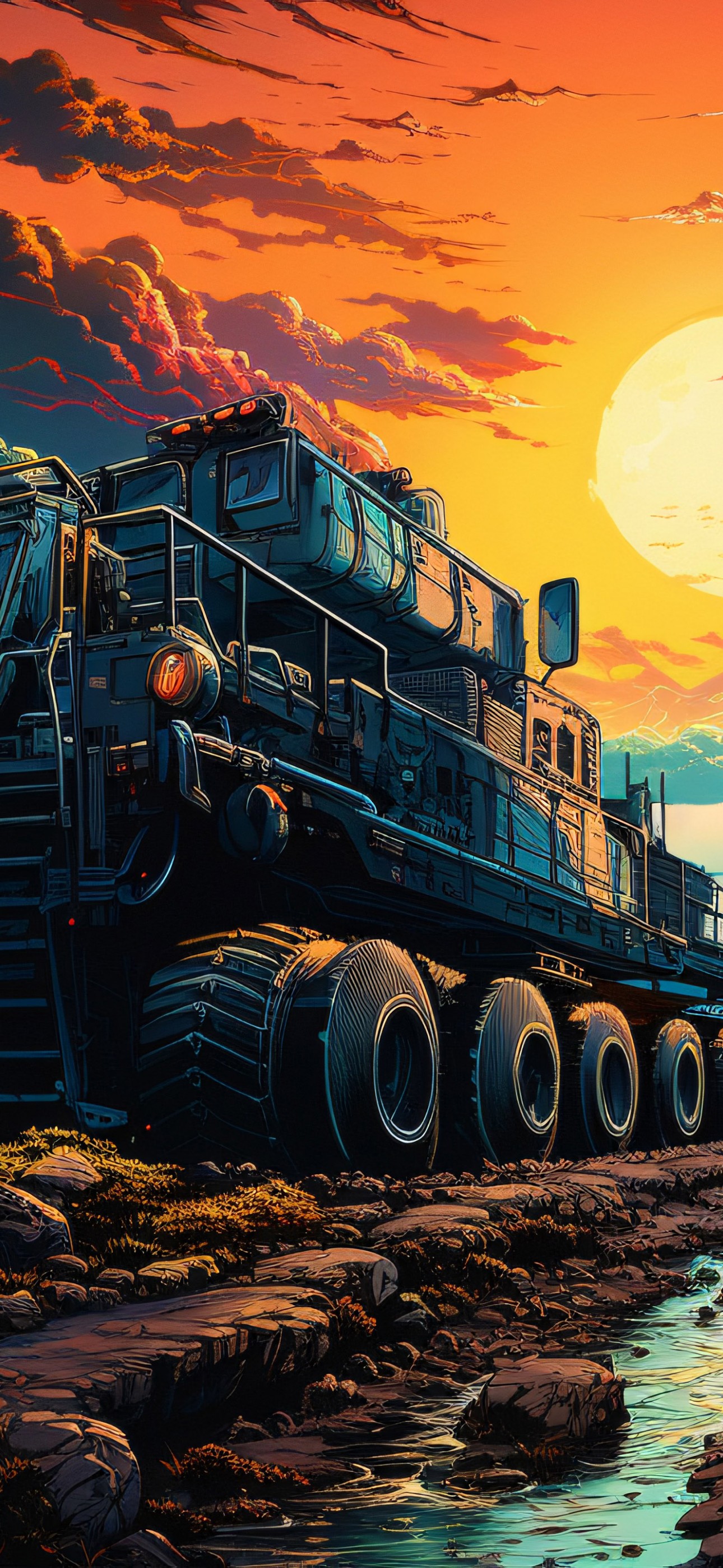 Ai Made Concept Mining Truck Wallpaper - 1290x2796 Resolution