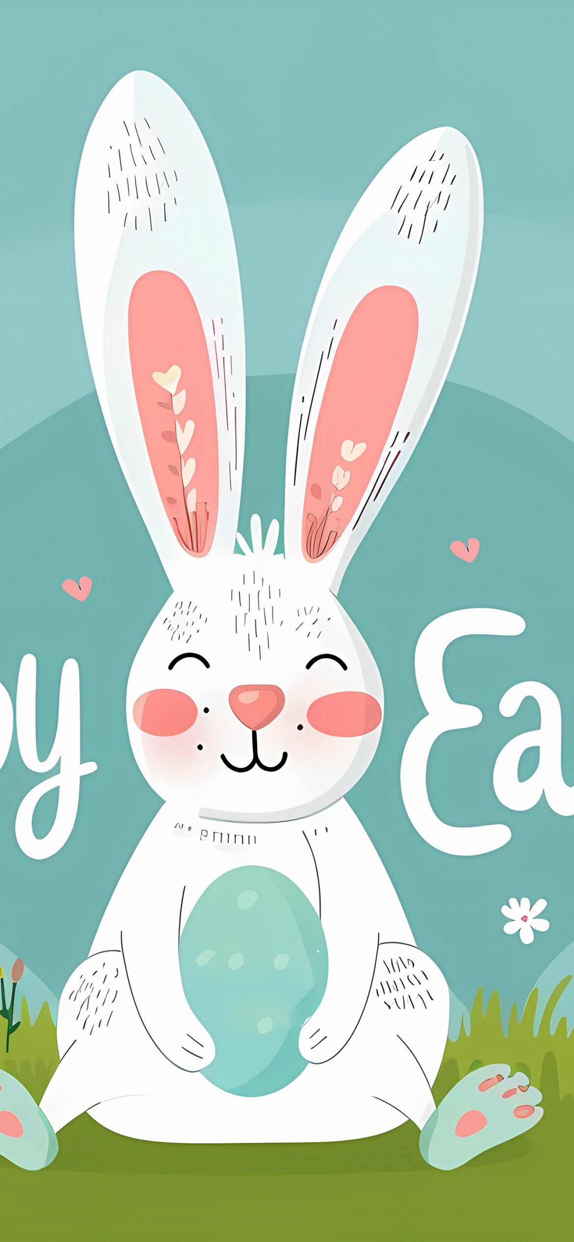 Happy Easter Bunny Clip Art Wallpaper - 1170x2532