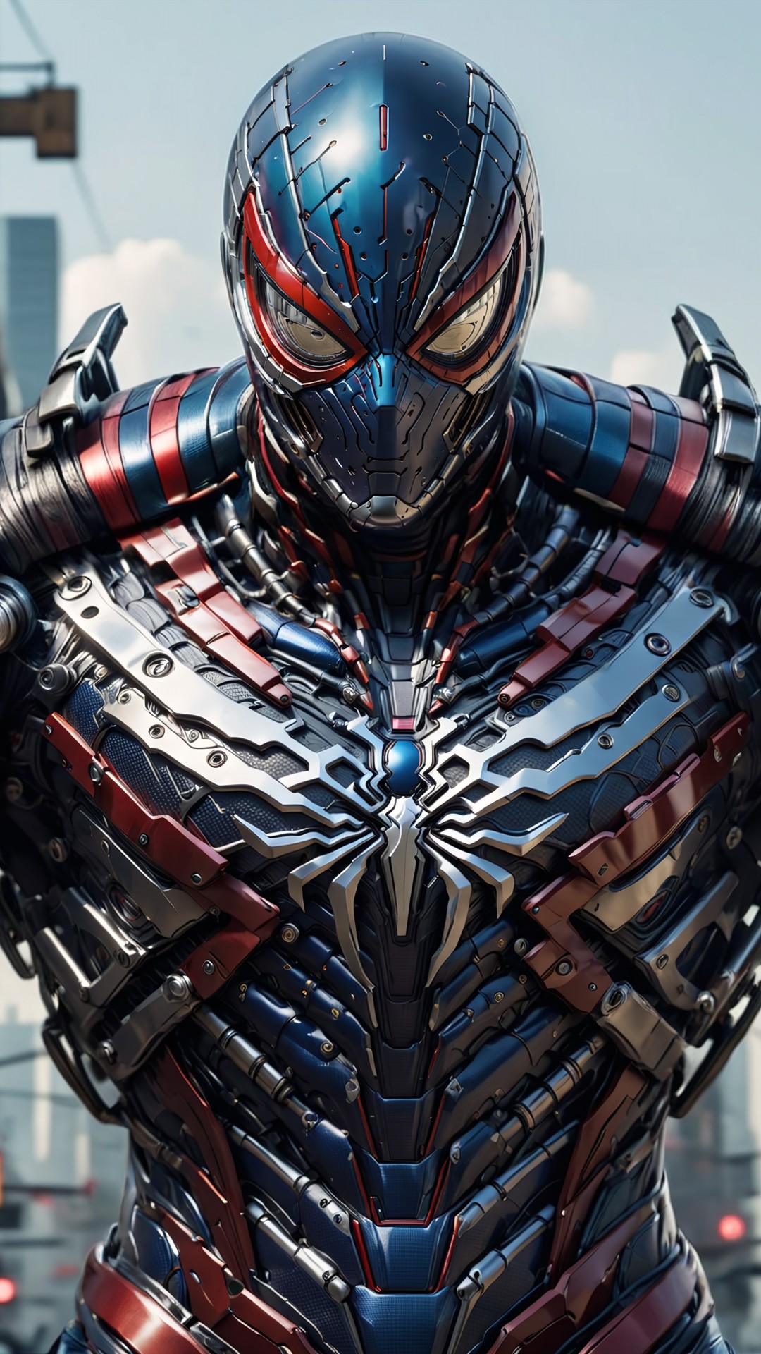 Spider Man Cyborg Robot Ai Art Wallpaper - 1080x1920