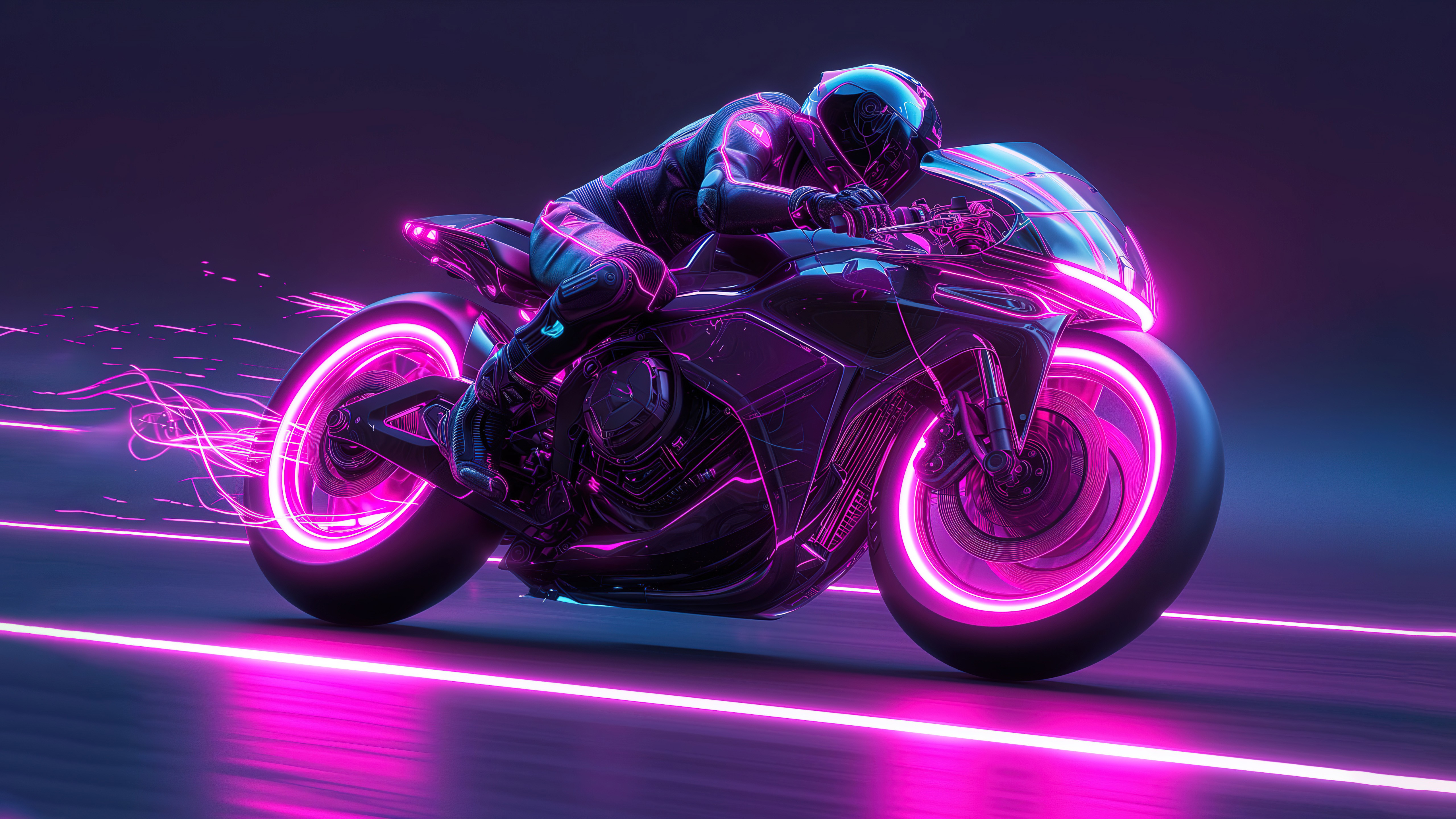 Ai Made Racing Neon Motorcycle Wallpaper - 5120x2880