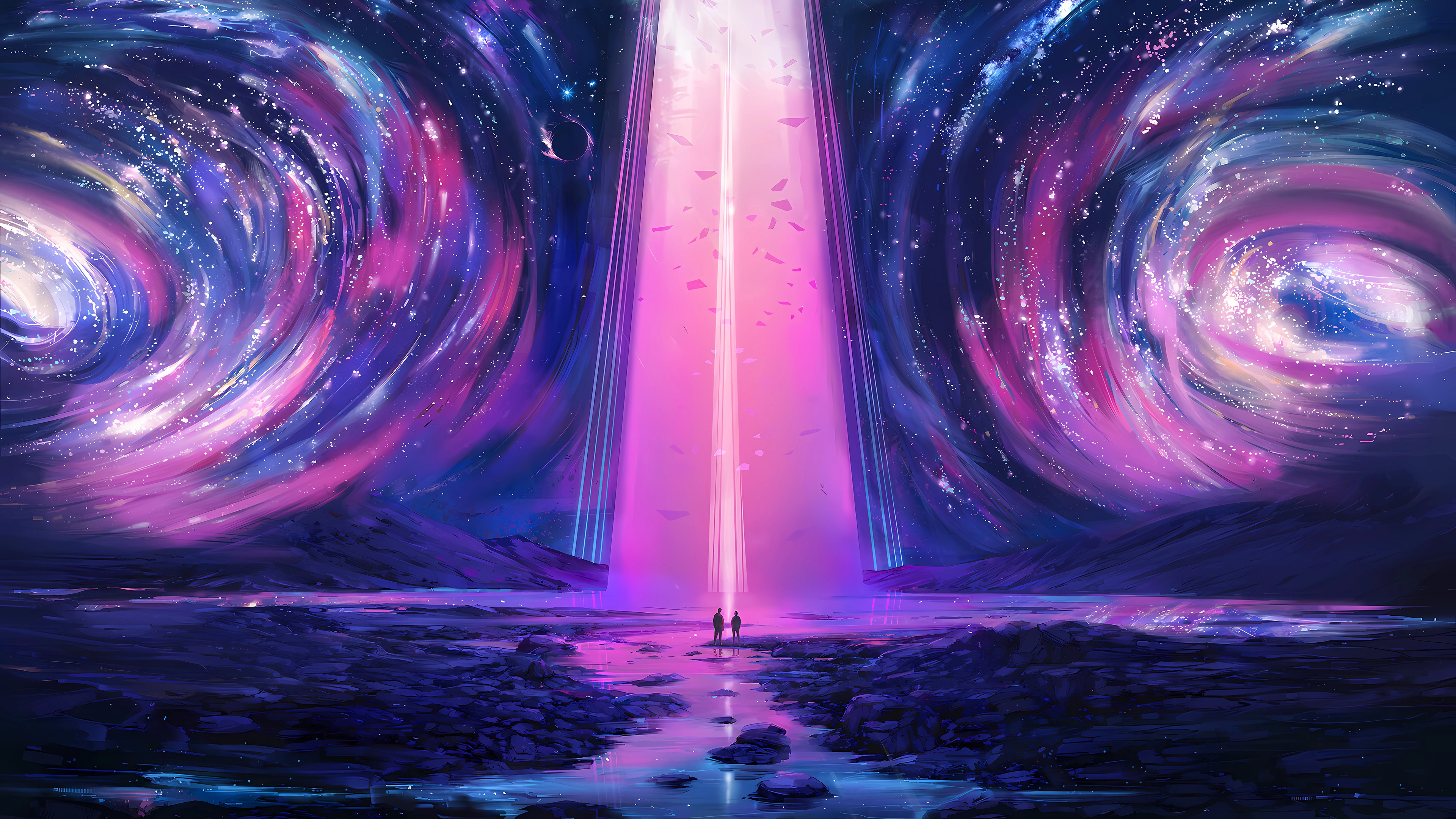 Fantasy Planet Cosmic Portal Light Wallpaper - 3840x2160 Resolution