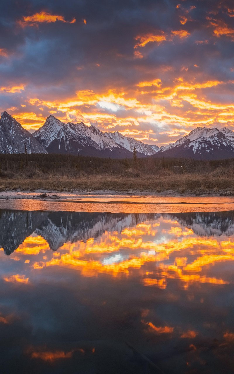 Sunrise Alberta Canada Lake Mountains Wallpaper - 800x1280