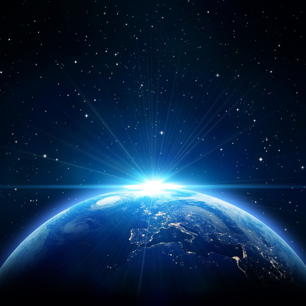 Planet Earth Blue Rising Light Wallpaper - 1024x1024