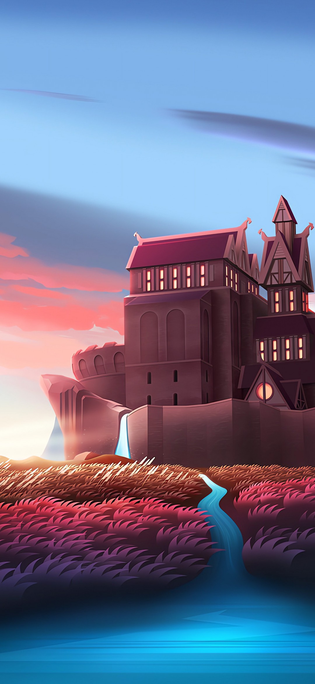 1080x2340 Landscape Nature Trees Digital Art Wallpaper