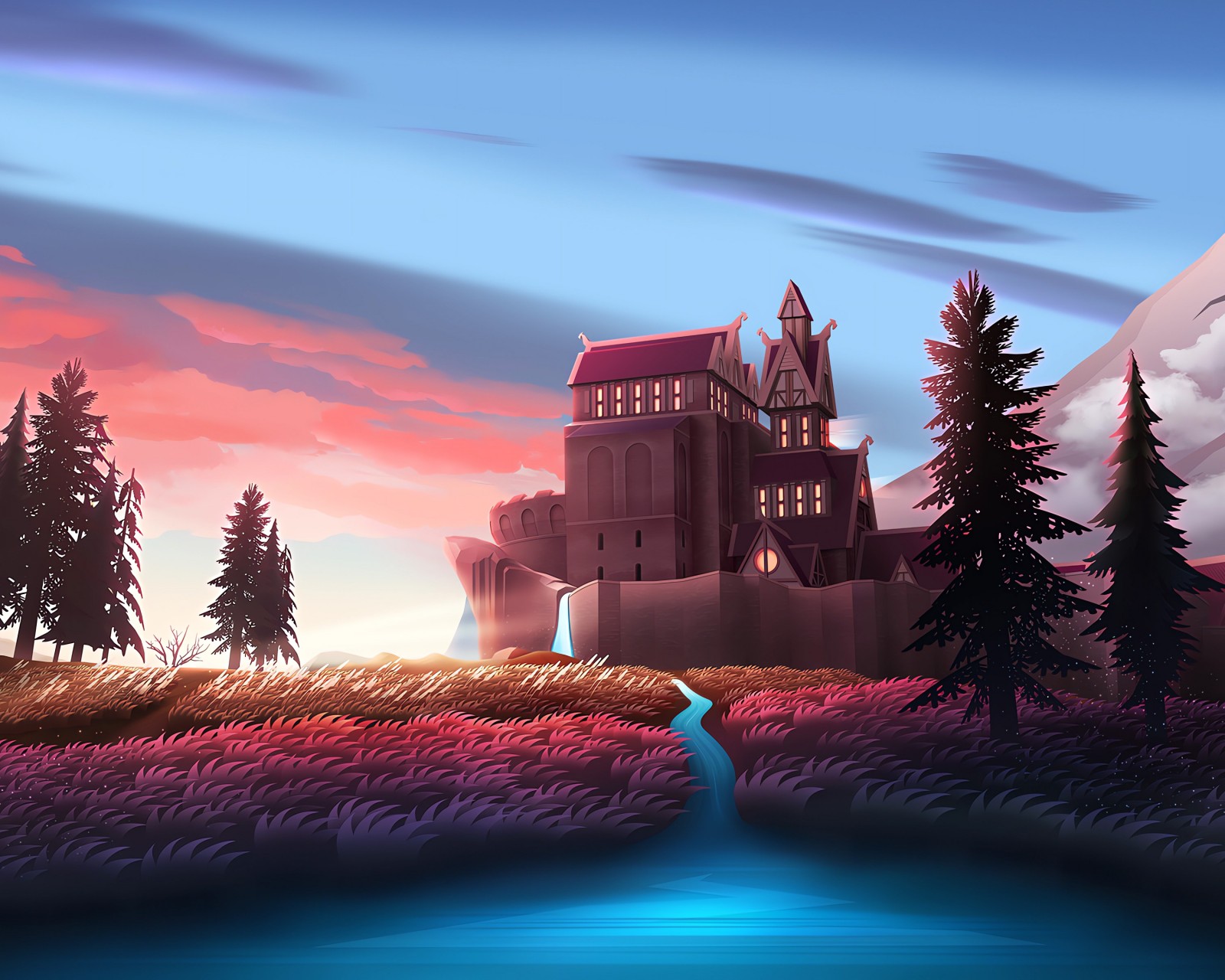 1600x1280 Landscape Nature Trees Digital Art Wallpaper