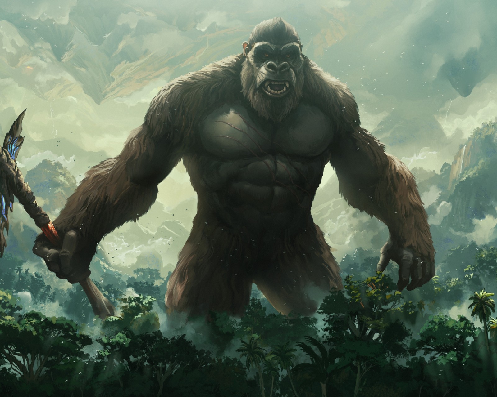 Fantasy King Kong Axe Art Wallpaper - 1600x1280 Resolution