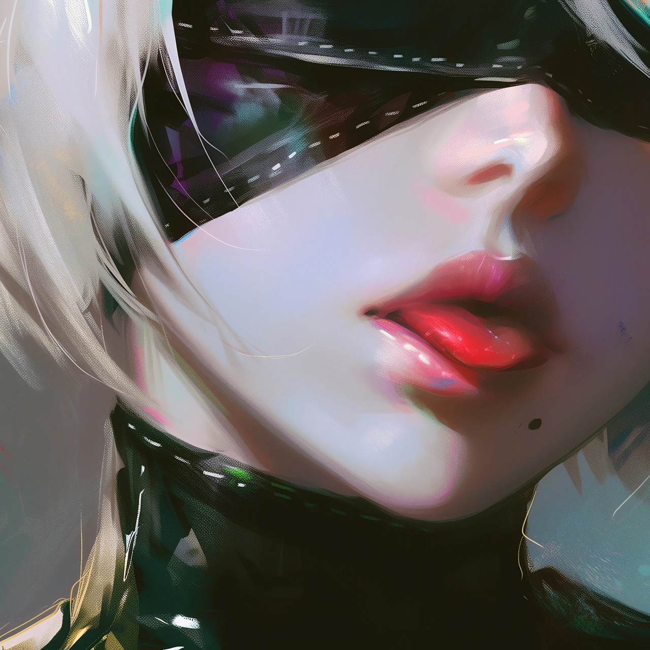 Nier Automata White Hair Digital Art Wallpaper - 1280x1280