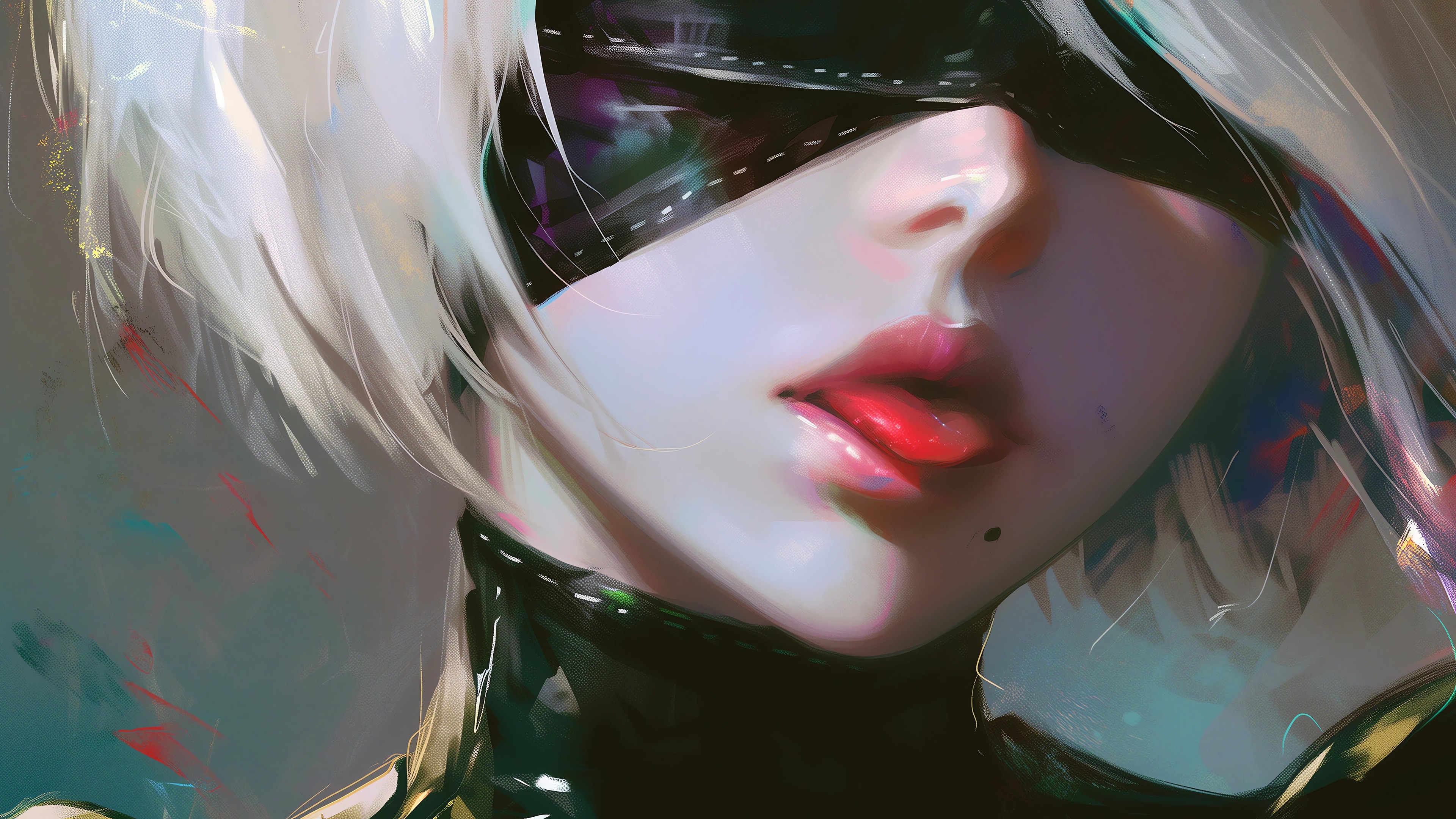 Nier Automata White Hair Digital Art Wallpaper - 3840x2160 Resolution