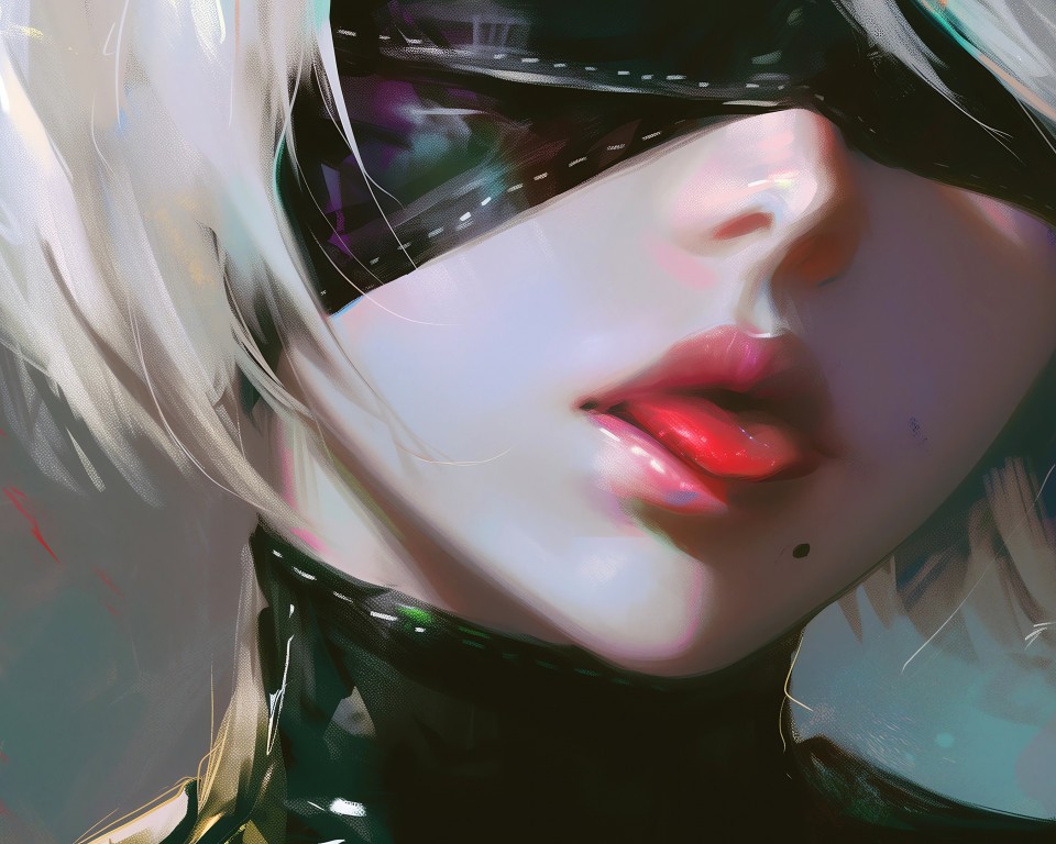 Nier Automata White Hair Digital Art Wallpaper - 960x768 Resolution