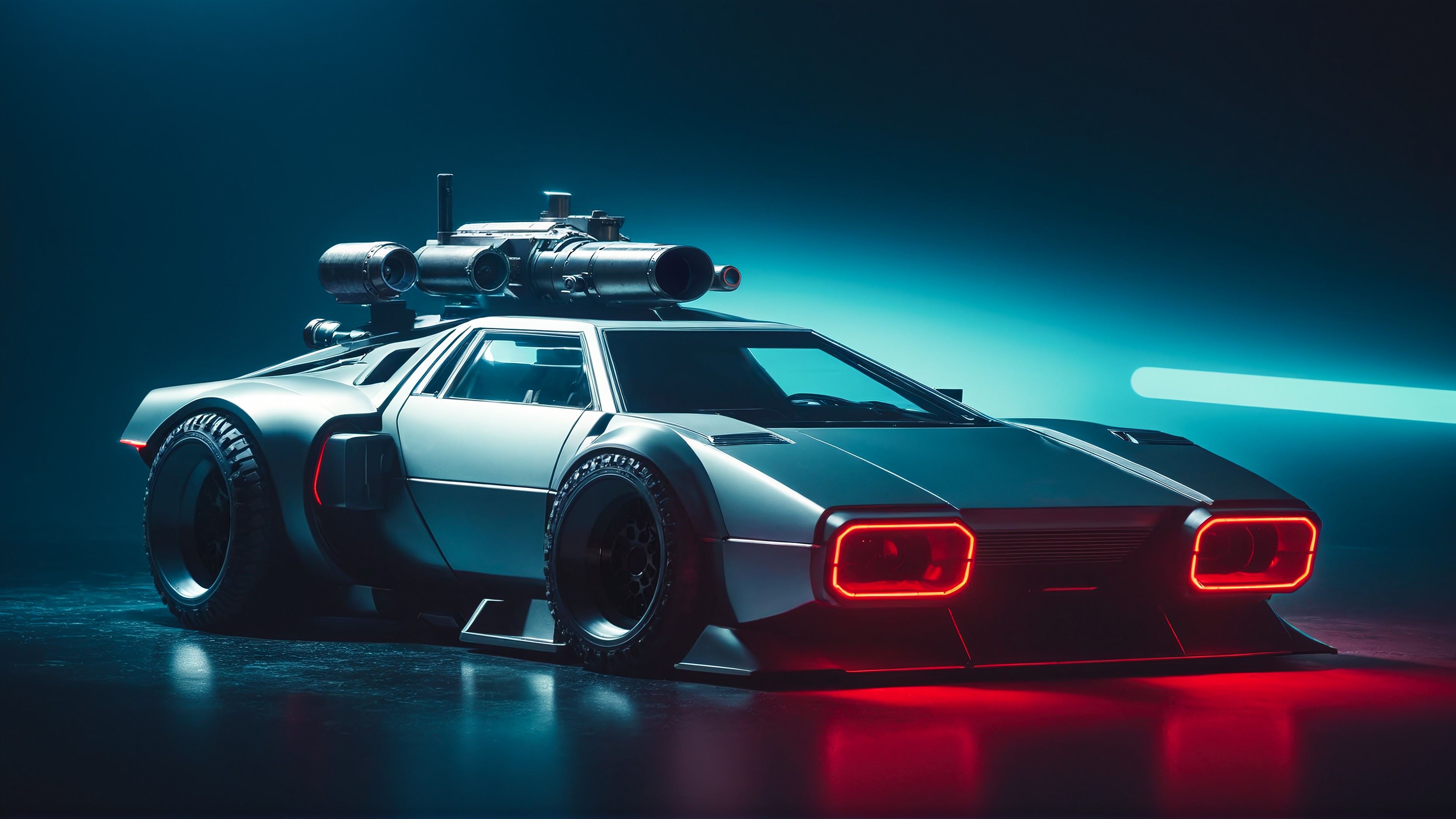 Futuristic Cyberpunk Battle Car Wallpaper - 3840x2160