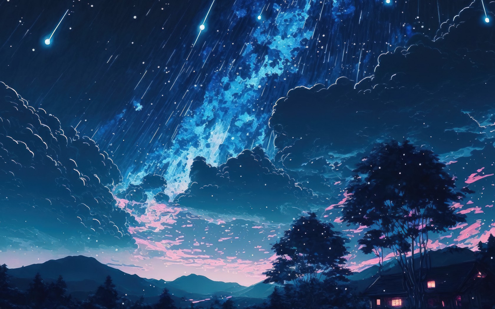 Endless Rain Starry Sky Art Scenery Wallpaper - 1680x1050