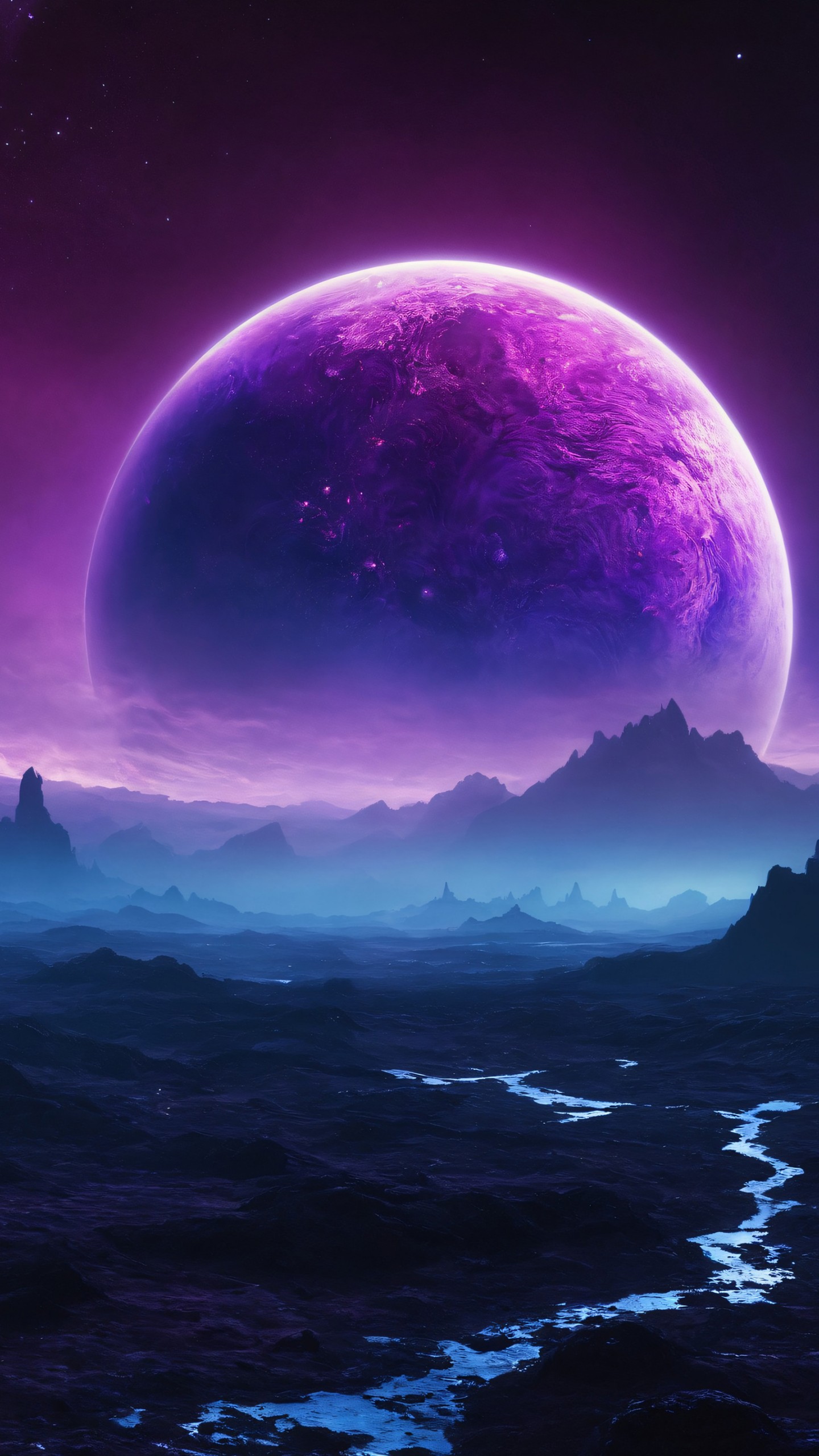 Fantasy Purple World Planet Space Wallpaper - 1440x2560