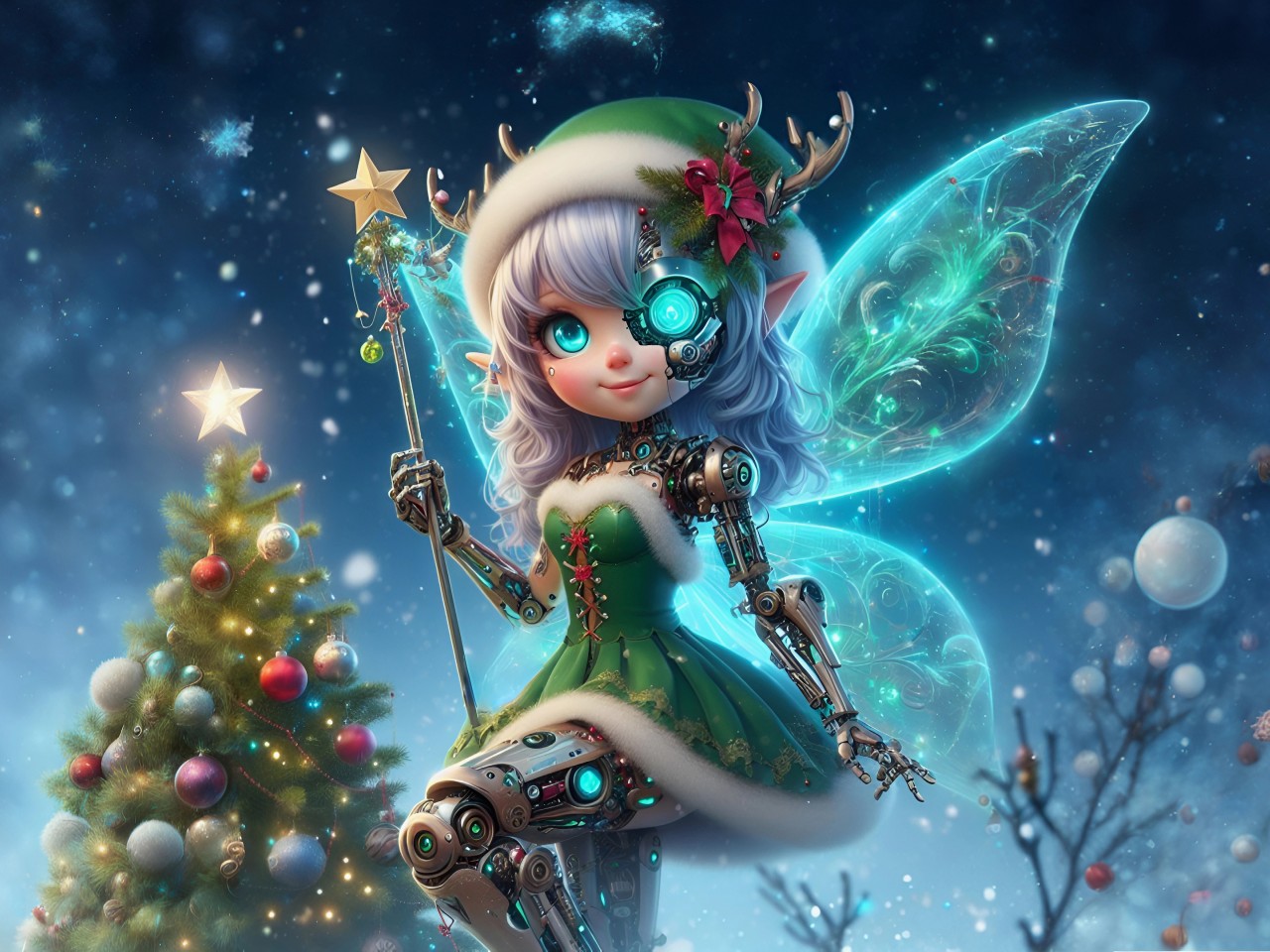 New Year Cyber Fairy Ai Art Wallpaper - 1280x960 Resolution