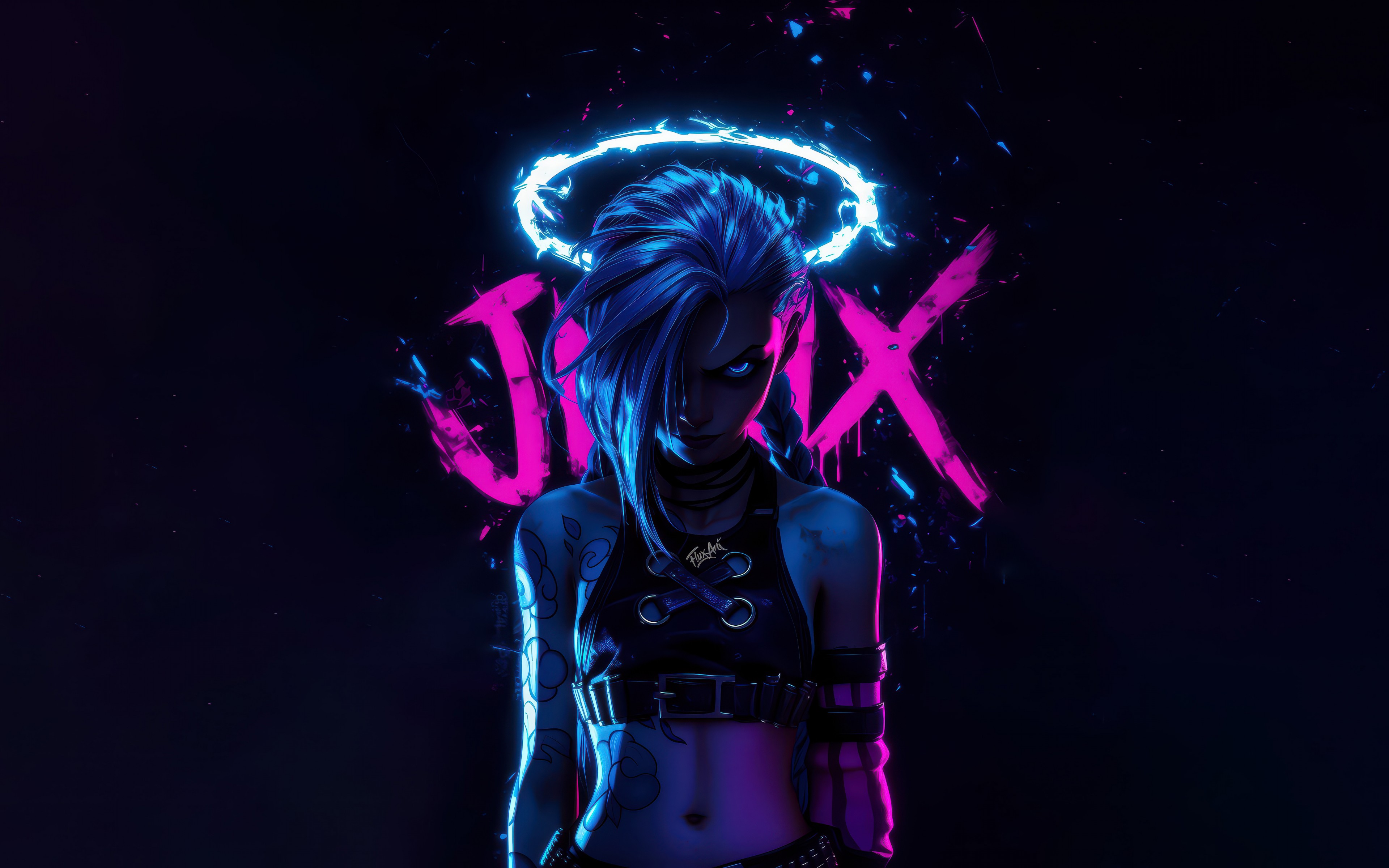 Jinx Arcane Neon Art Wallpaper - 3840x2400