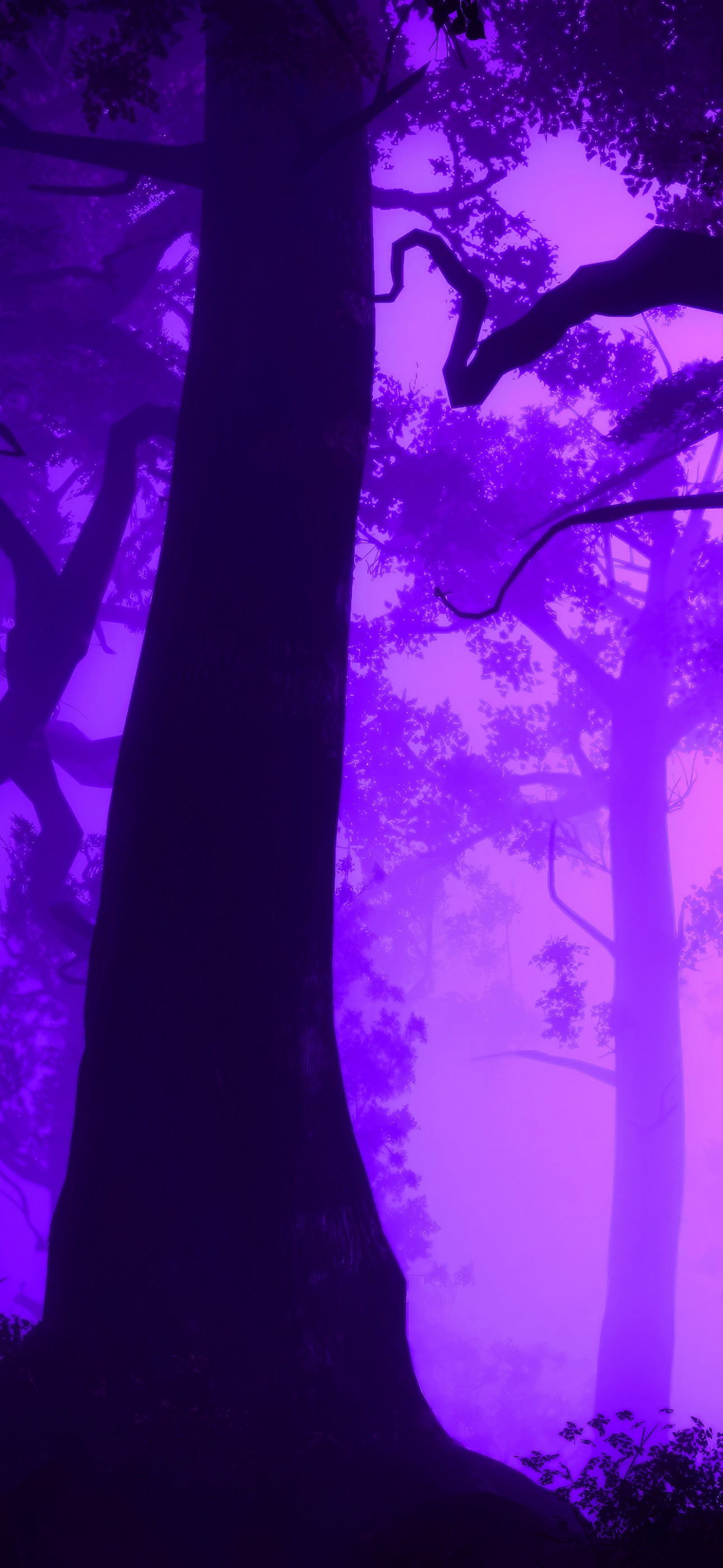 Purple Dark Trees Digital Art Wallpaper - 1290x2796