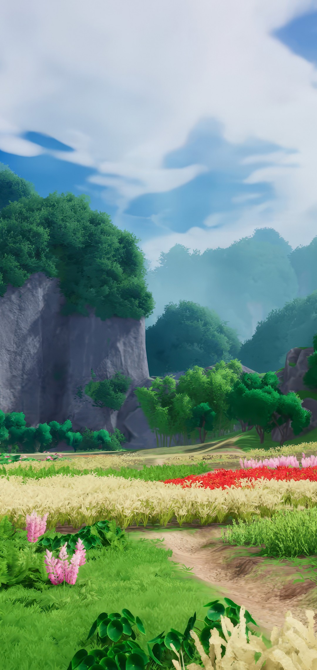 Unreal 5 Game Engine Nature Flowers Art Wallpaper - 1080x2280 Resolution
