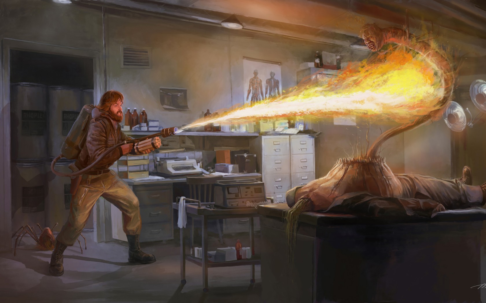 The Thing Flamethrower Fan Art Wallpaper - 1680x1050