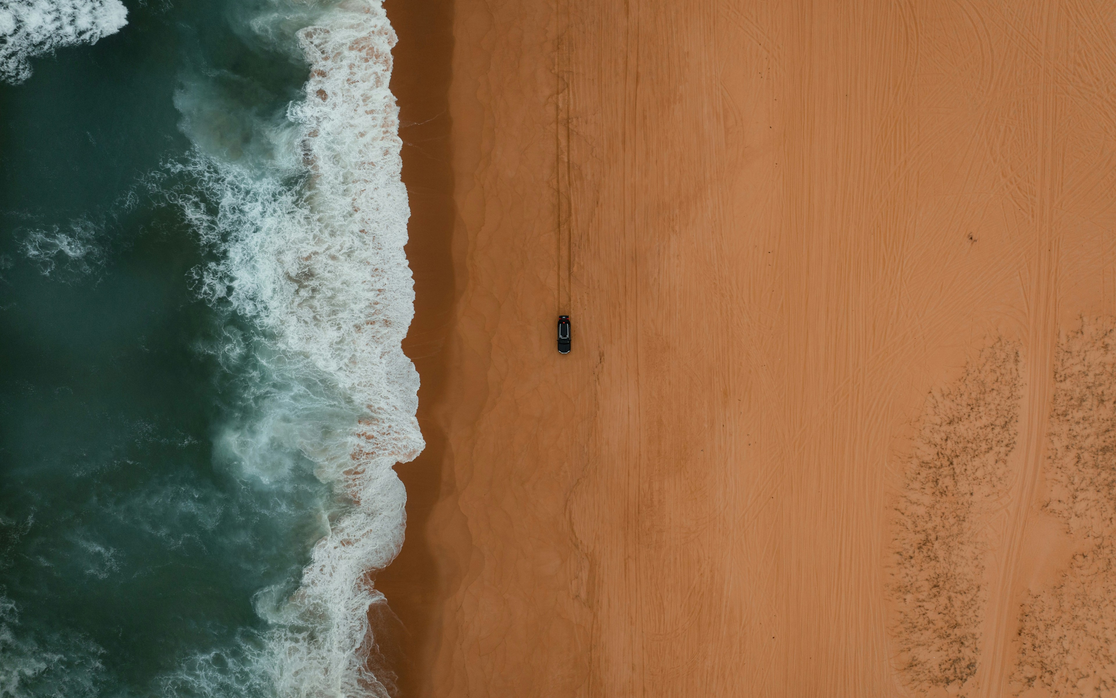 Beach Coast Sea Sand Aerial View Wallpaper - 3840x2400 Resolution